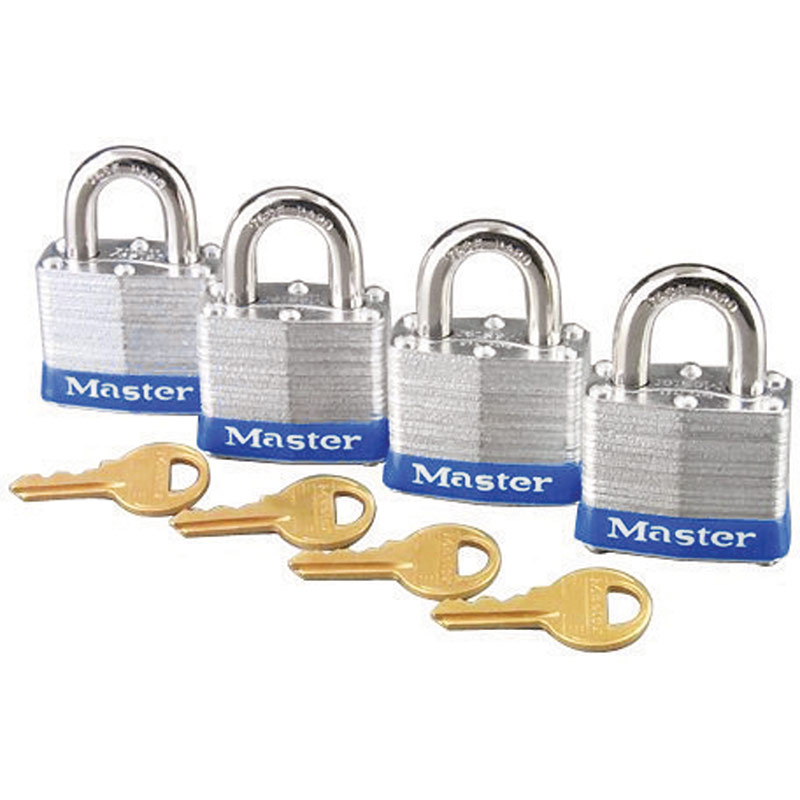 4 Pk. 1-1/2" Master Lock 3008D Laminated Padlocks - Gebo's