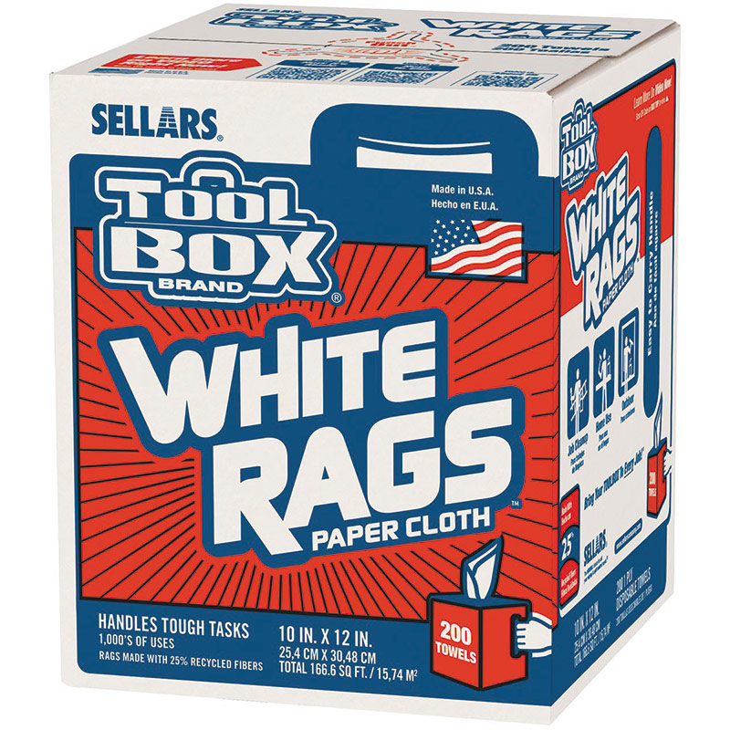 200 Ct. ToolBox White Rags Paper Cloth - Gebo's