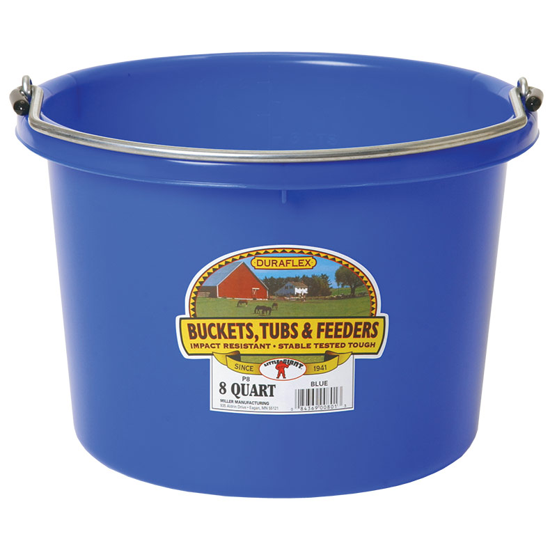 8 Qt. Little Giant Blue Round Plastic Bucket - Gebo's